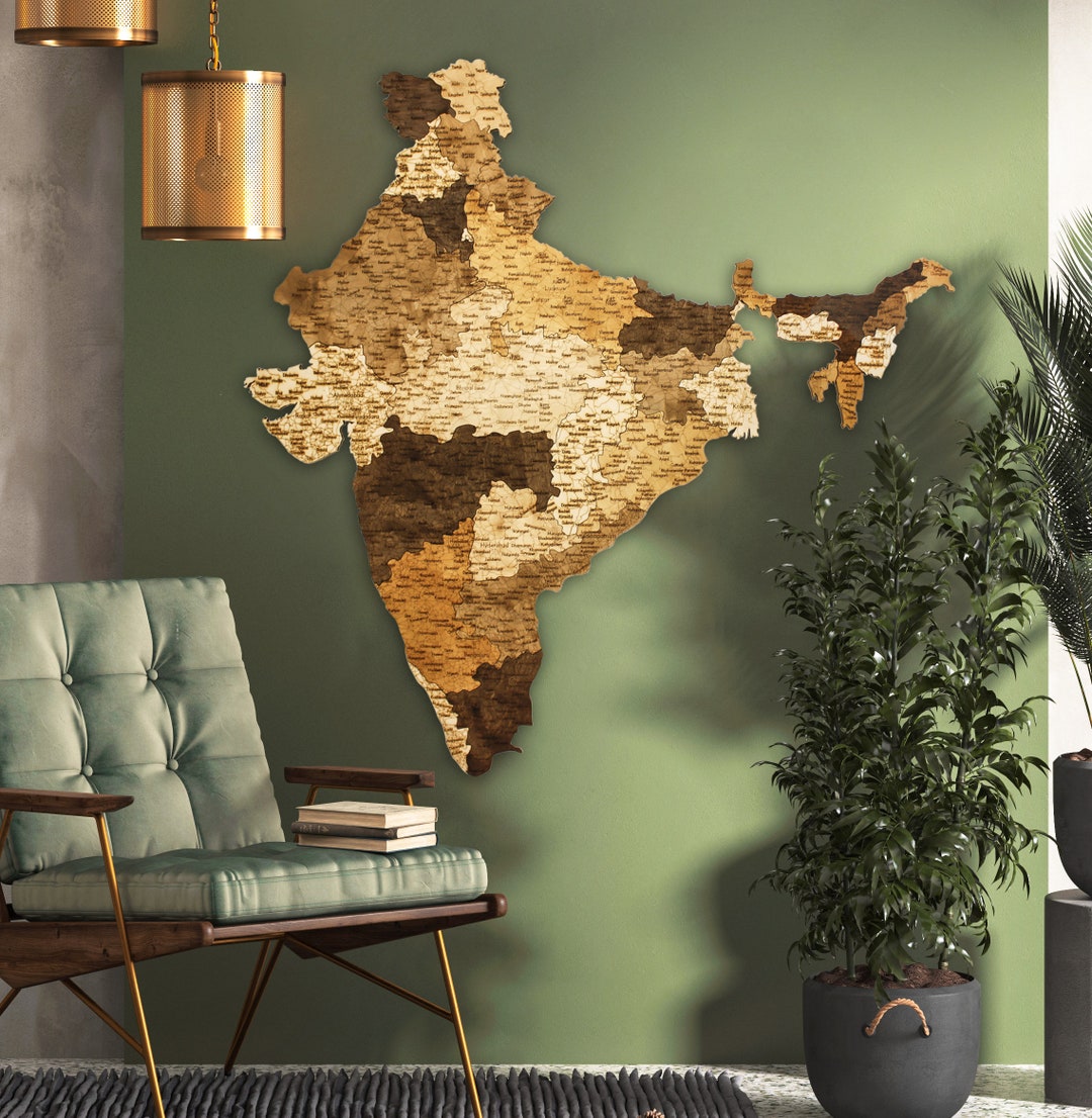 Wooden India Map With Roads,push Pin Map Traveler Decor Wall Art Map of ...