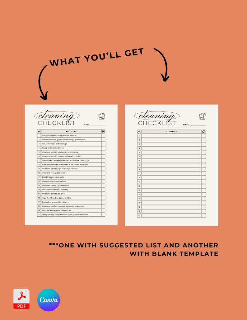 Minimal Cleaning Checklist Template - Etsy