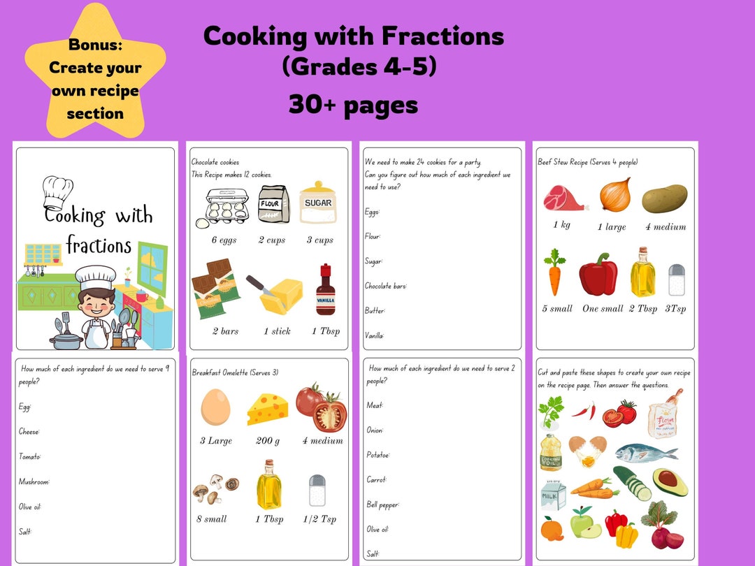 Interactive Cooking Math Worksheet for Fractions & Ratios (30+ Pages ...