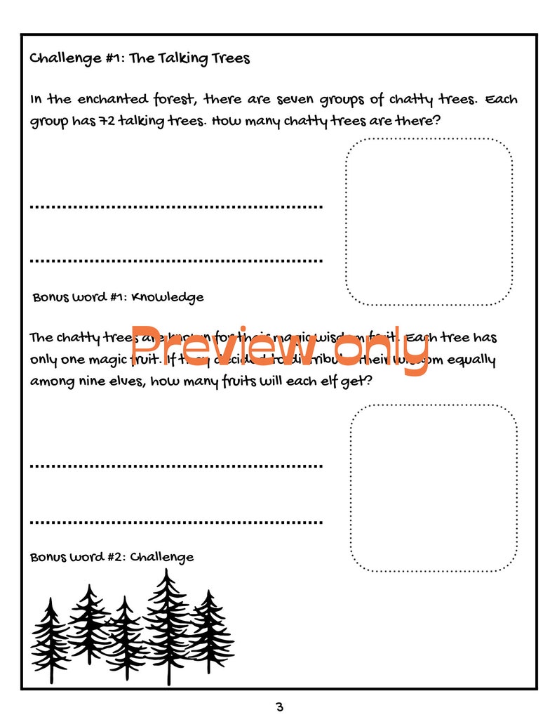 Enchanted Forest Math Mystery Game Worksheet for Grades 4-5 - Etsy