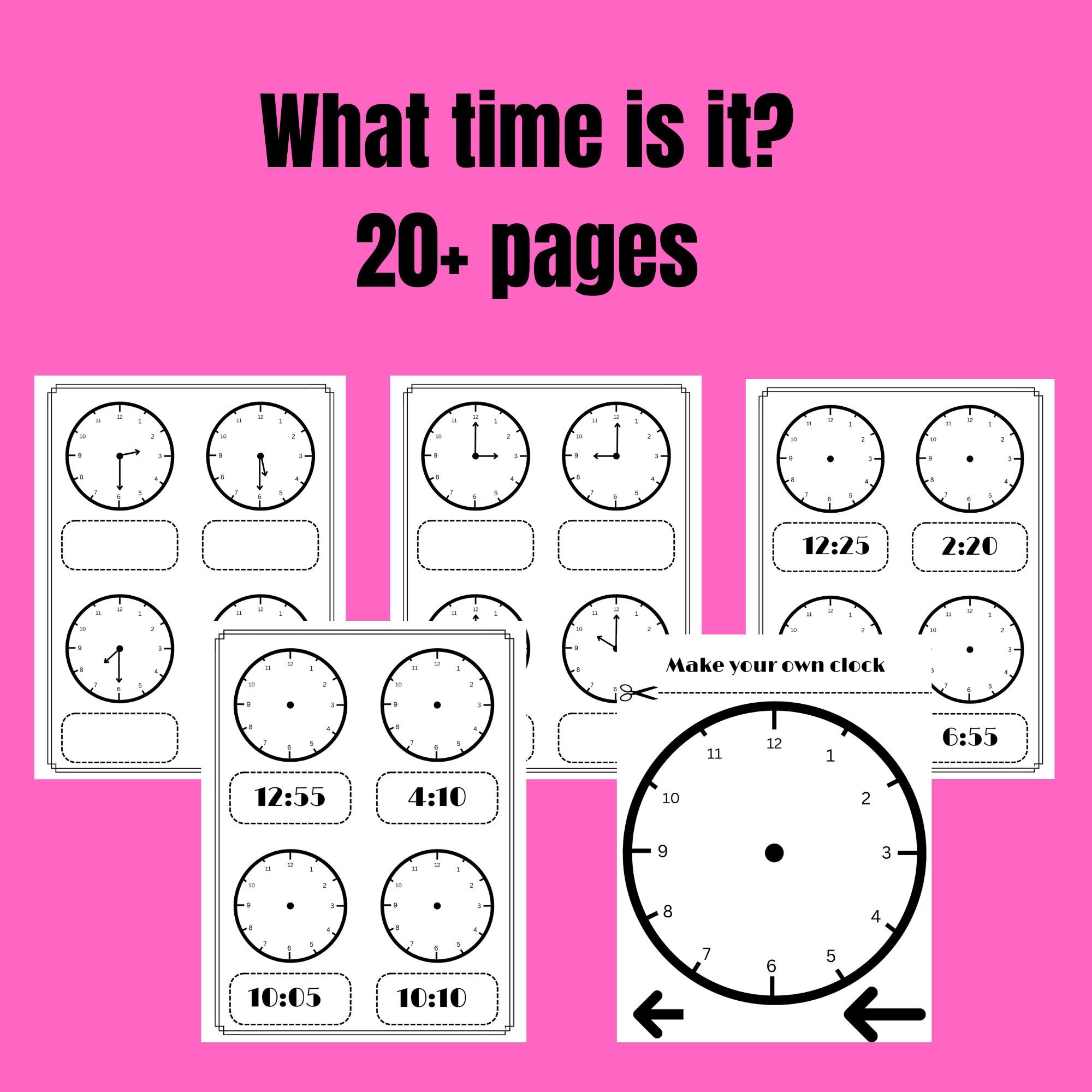 Interactive Telling Time Worksheets for Kids (20+ Pages of Clock Fun ...