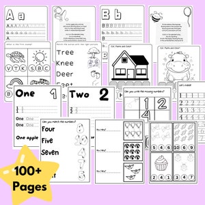 Printable Math & Literacy Bundle | Pre-k , Grade 1 Numbers and Alphabet ...