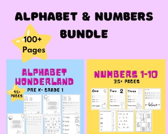 Printable Math & Literacy Bundle | Pre-k , Grade 1 Numbers and Alphabet ...