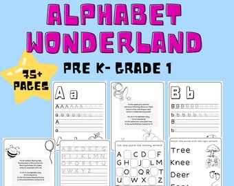 Printable Math & Literacy Bundle | Pre-k , Grade 1 Numbers and Alphabet ...