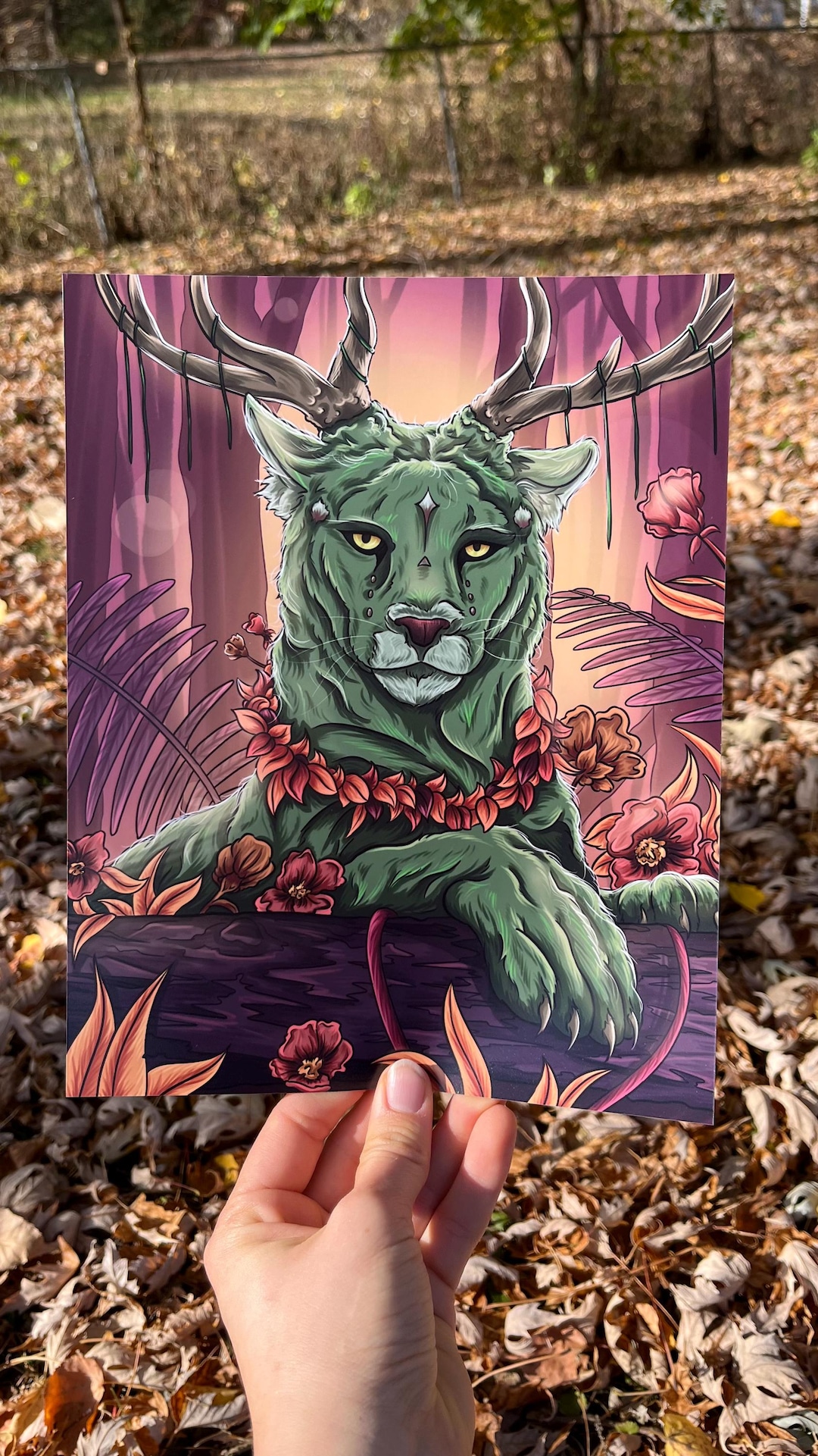 Green Mythical Panther/ 8x10in Art Print - Etsy