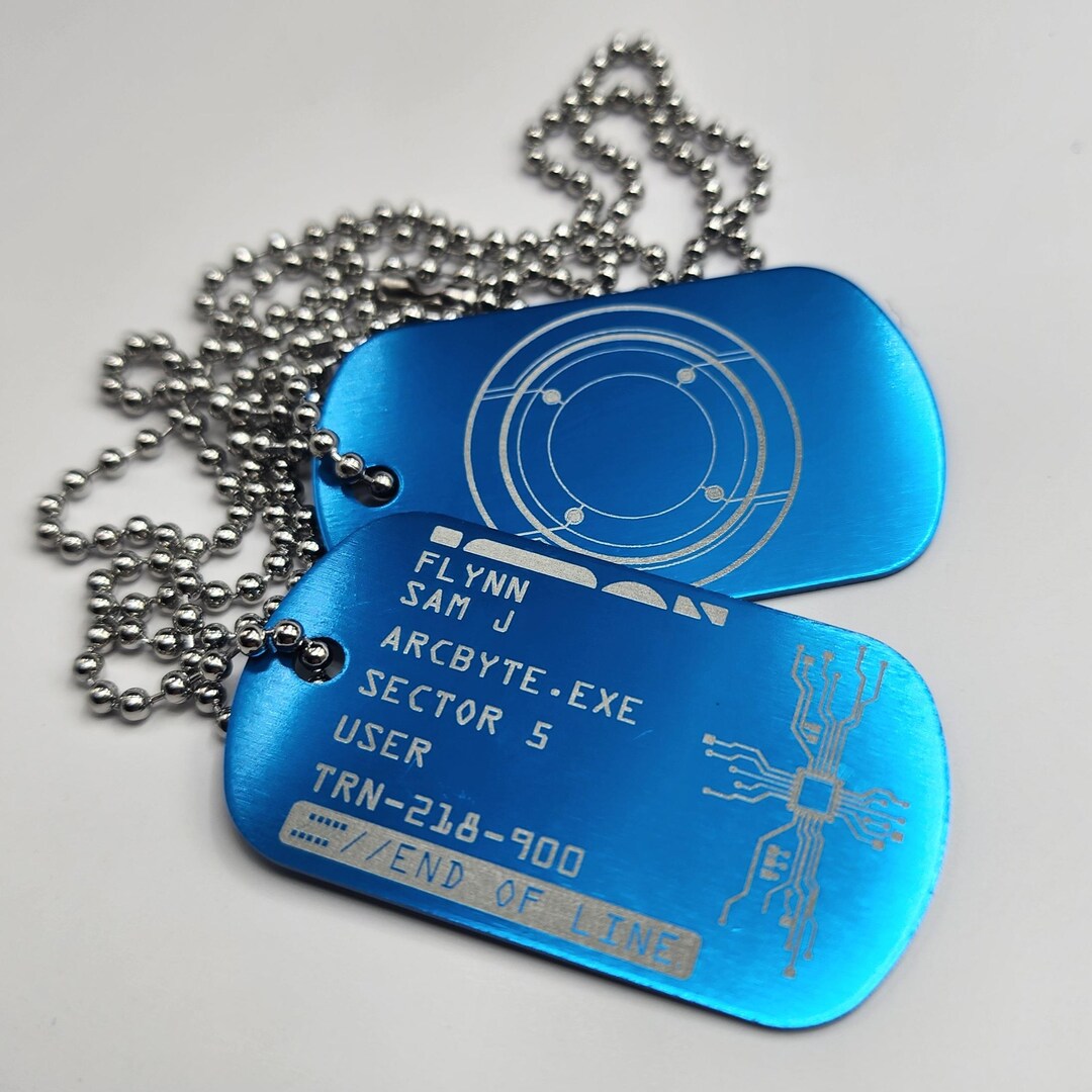 Custom Engraved TRON Inspired Metal Dog Tags: Sci-fi Cosplay Prop - Etsy