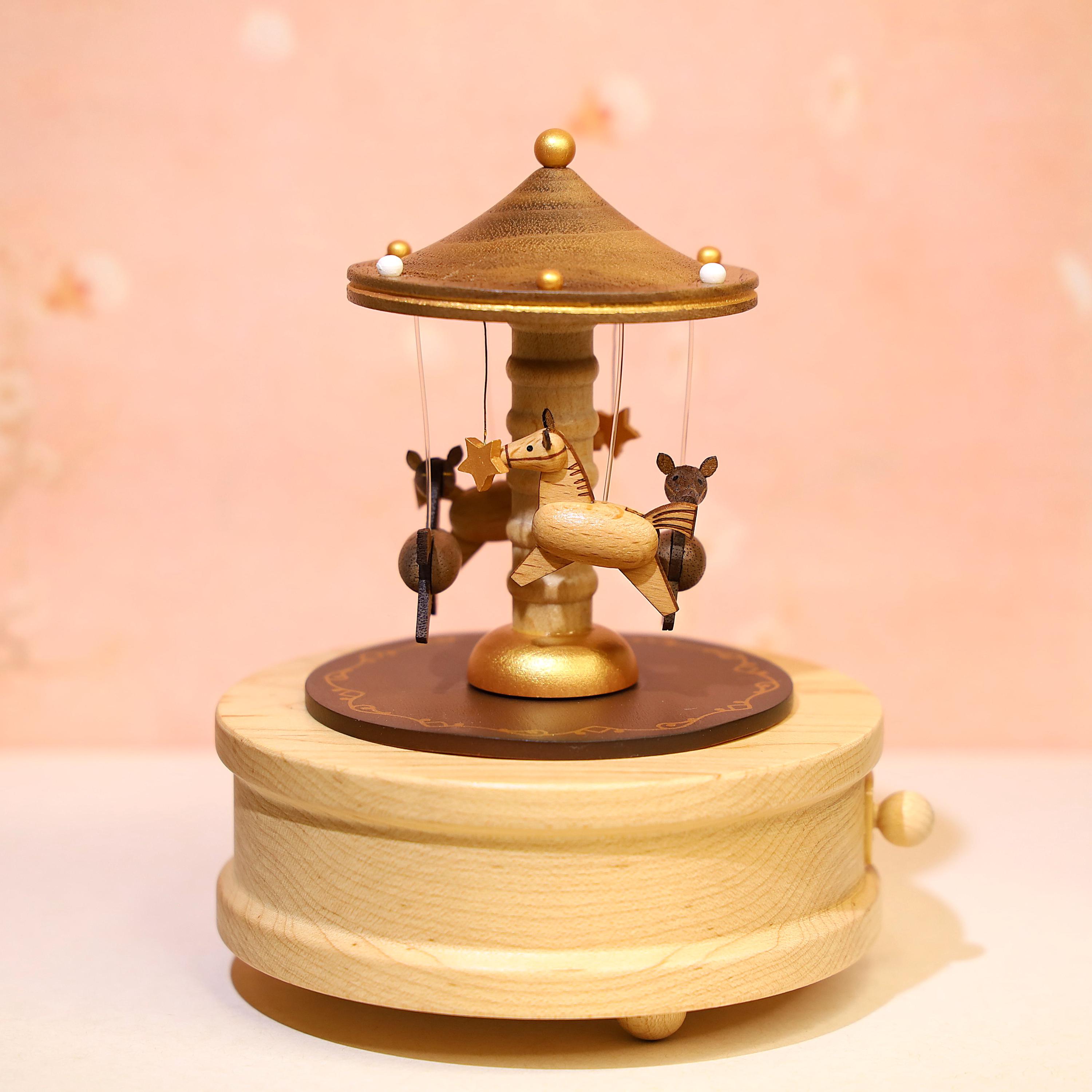 Personalized Wooden Carousel Music Box |baby Girl Boy Newborn ...