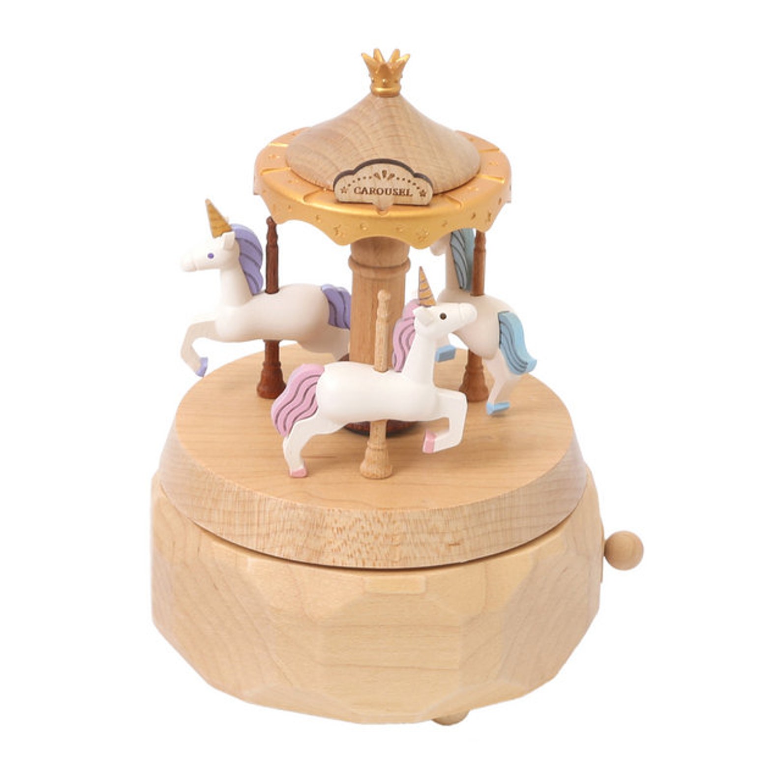 Personalized Carousel Unicorn Music Box | Engraved Name | Magic Girl ...