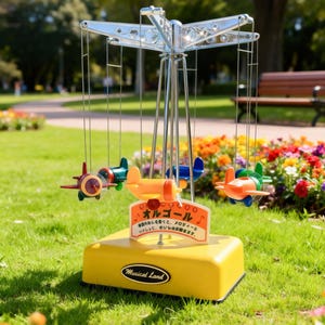 Flying Airplane Carousel Music Box | Rotating Airplane Ride Toy ...