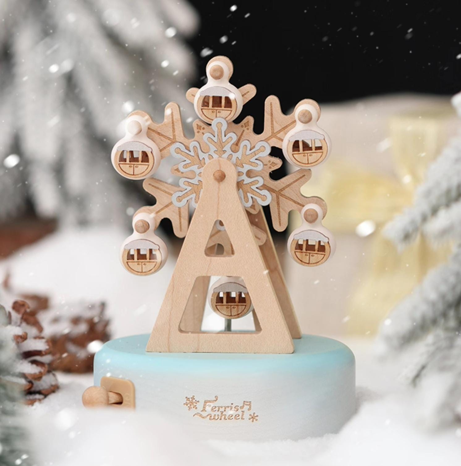 Ferris Wheel Carousel Music Box |wooden Christmas Snowflake Gift ...
