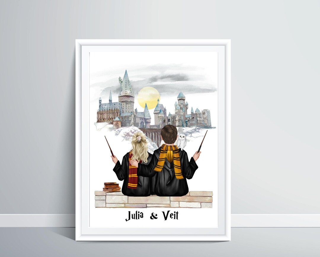 Unique Wizard Couple Portrait – Custom Magic School Art, Perfect ...