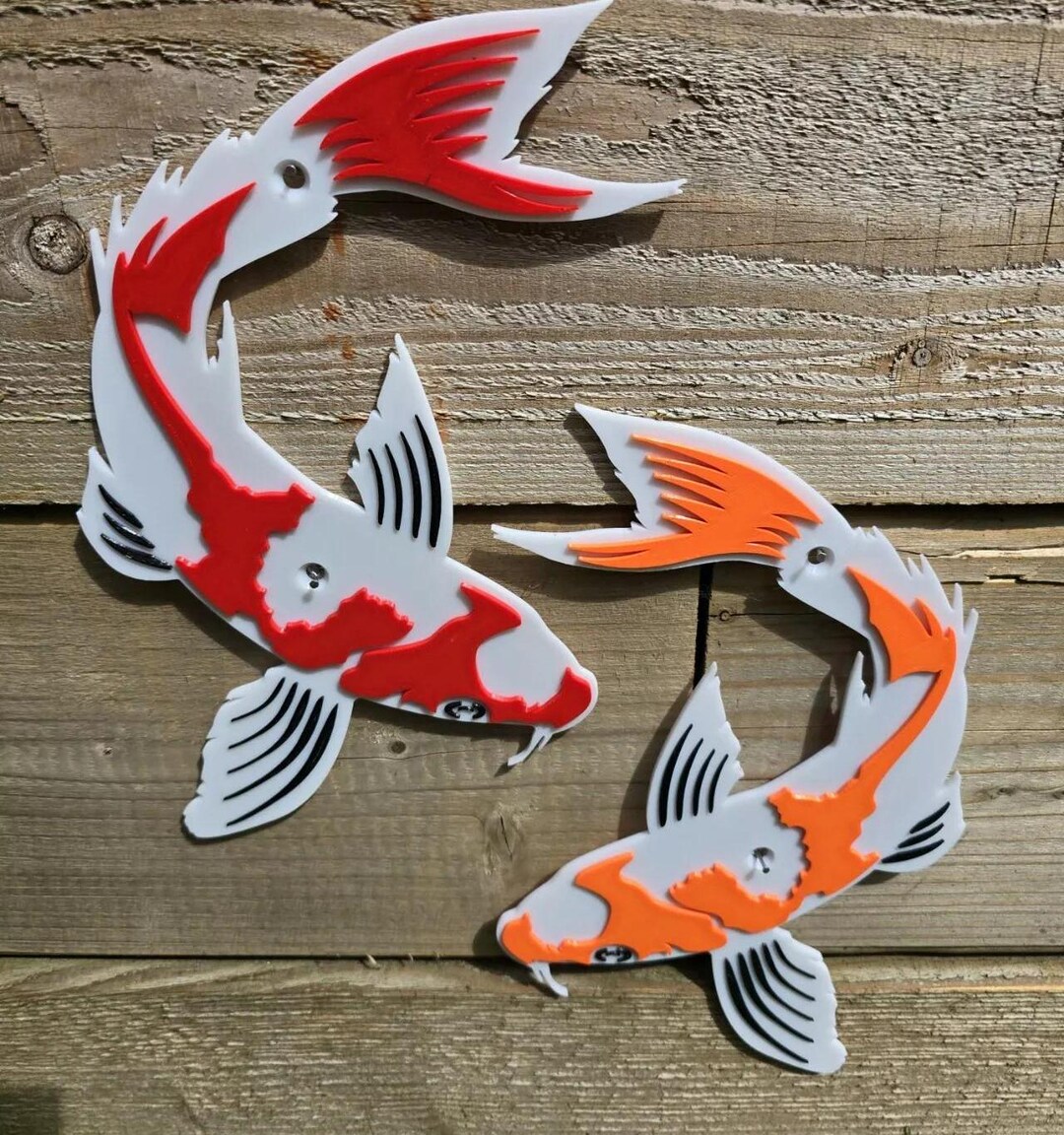 Koi Carp Wall Art for Ponds, Outdoor Use, Both Fish Included - Etsy