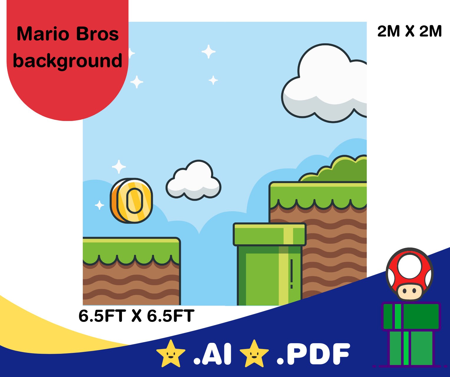 Mario Bros Backround Vector - Etsy