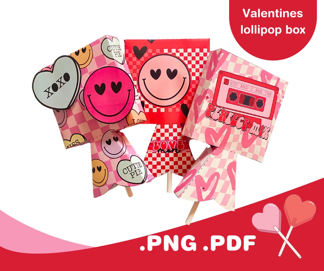 Lollipop Valentines Box Template - Etsy