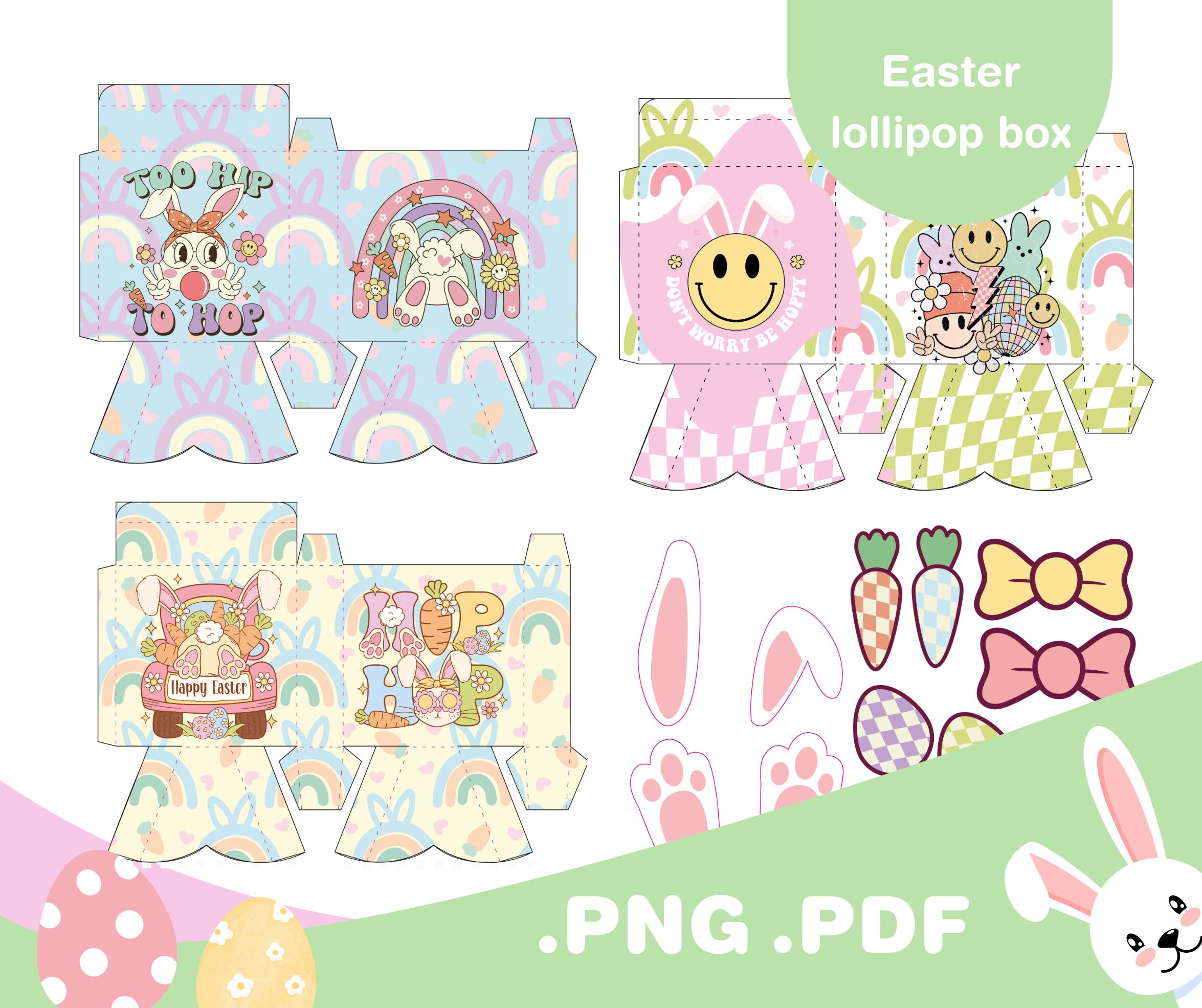 LOLLIPOP easter box design template - Etsy México
