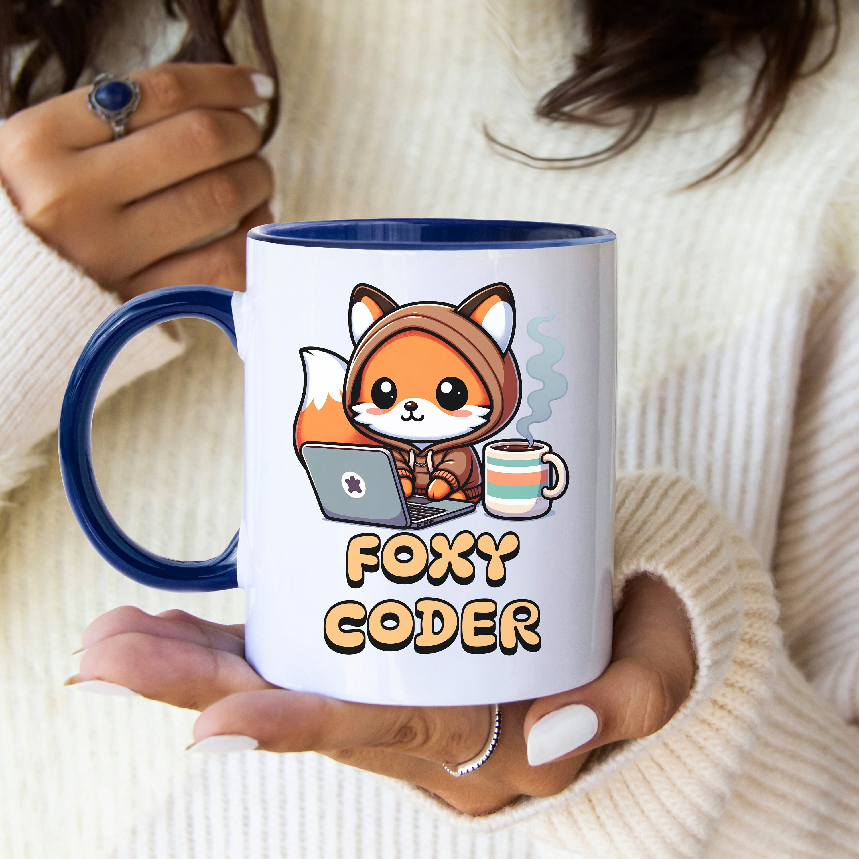 Kawaii Fox Coder 11oz Mug Adorable Programming Fox Cup Tech Geek Coffee Mug Programmer Coder