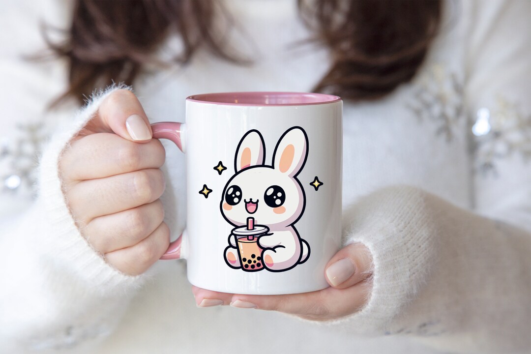 Bubble Tea Bunny 11oz Mug, Kawaii Rabbit Cup, Adorable Tea Lover's ...