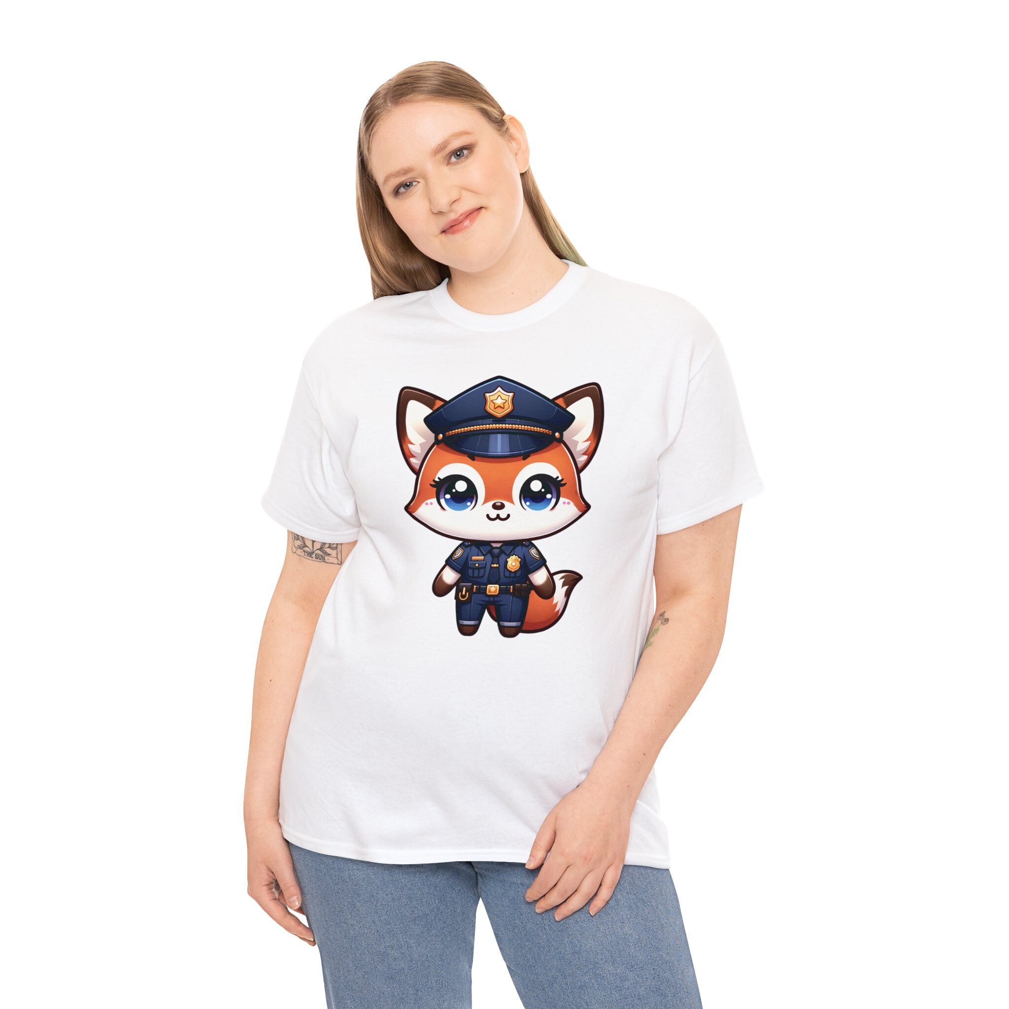 Kawaii Female Police Fox T-shirt Cute Law Enforcement Fox Tee Officer ...