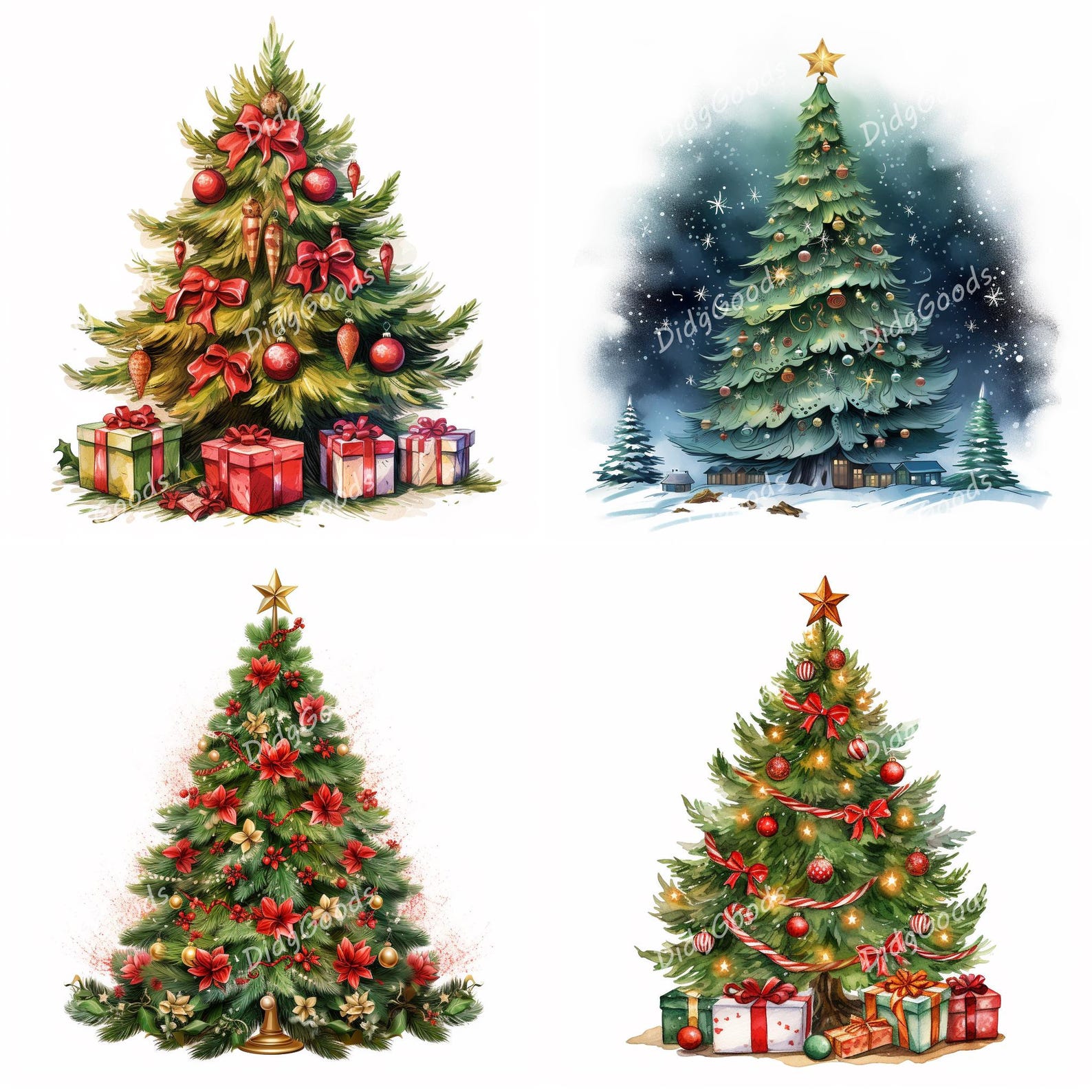 Christmas Tree Clipart Bundle 24 High Quality Pngs 4000x4000 Pix, 300 ...
