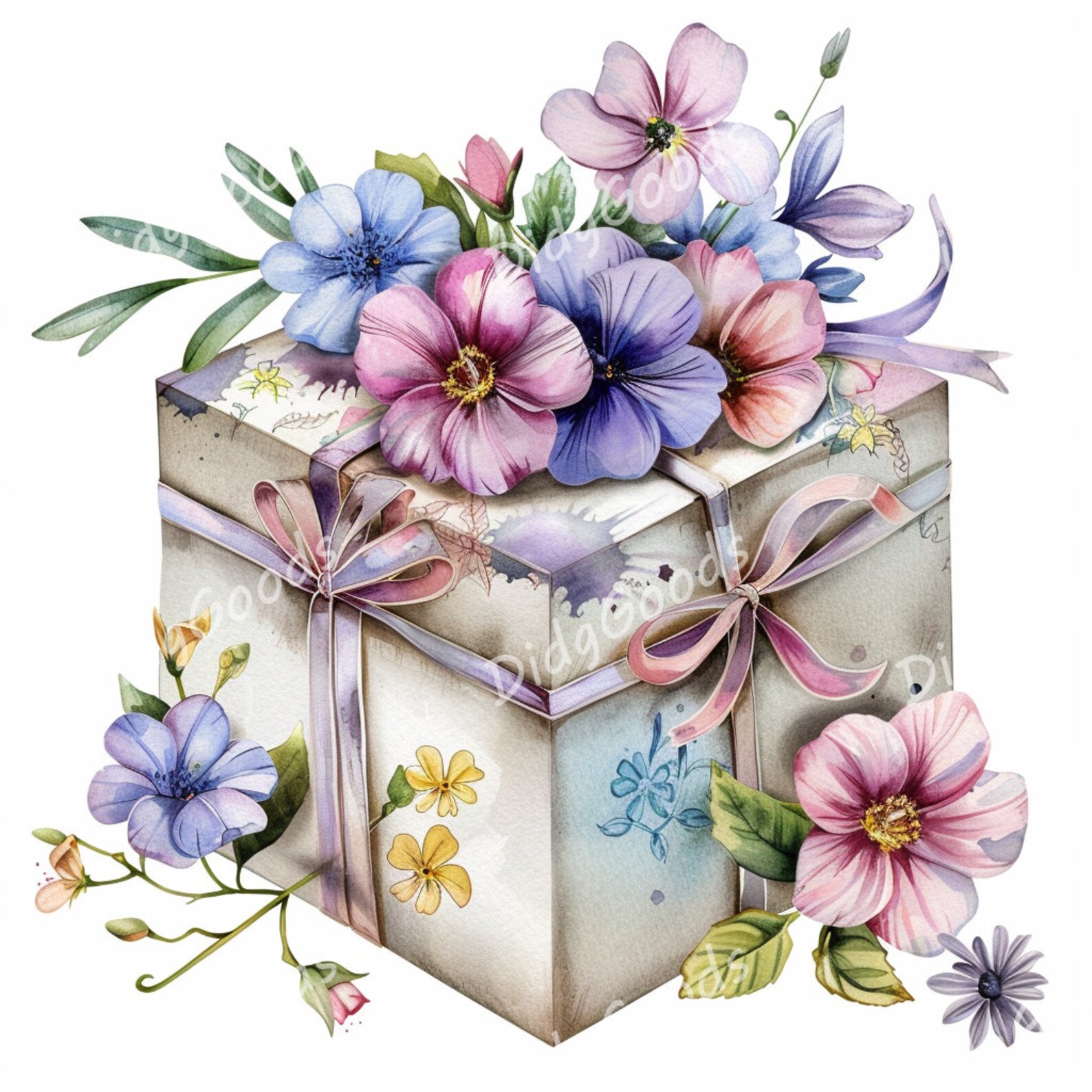 Watercolor Presents Clip Art, Bright Gift Boxes Clip Art, Giftbox Clip ...