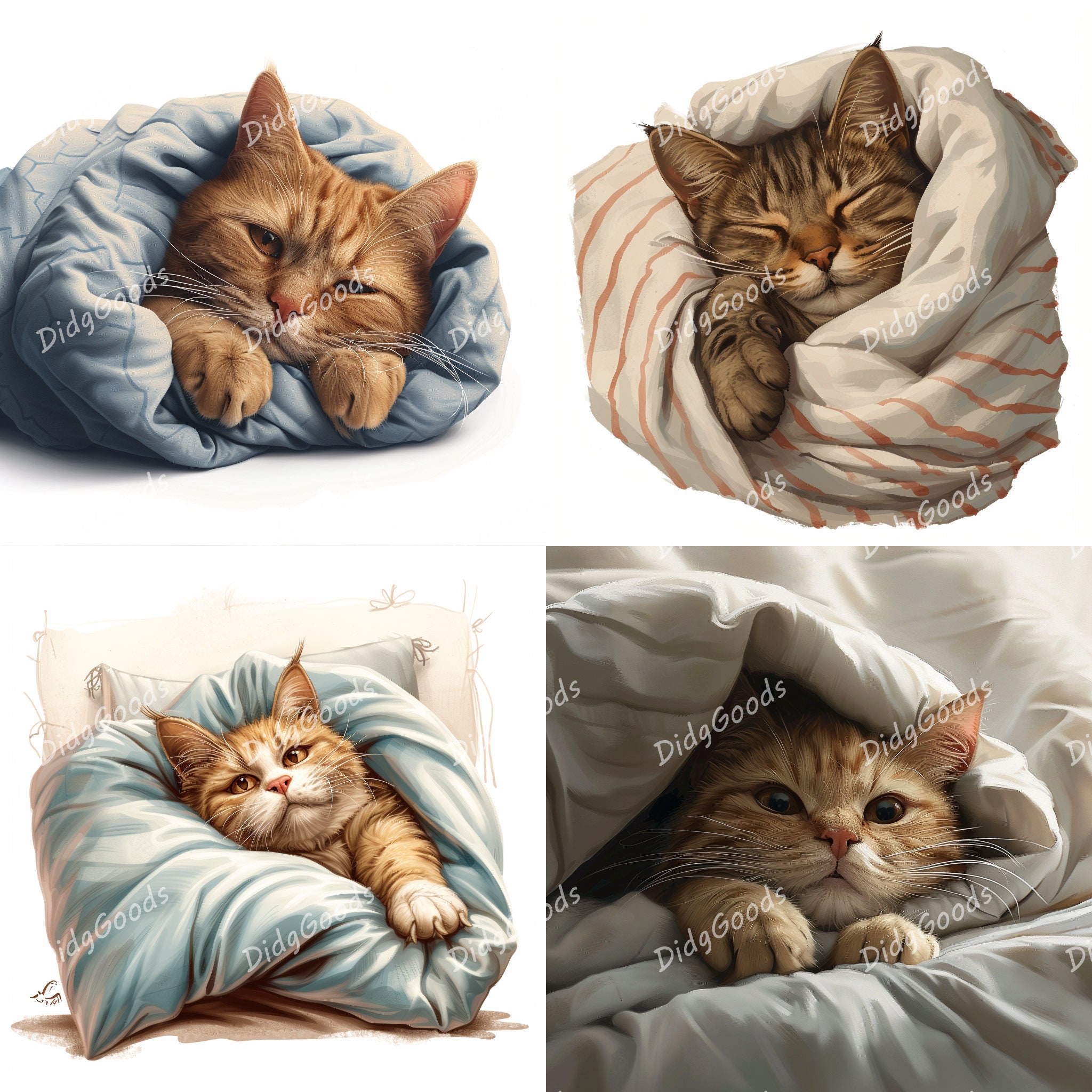 Slipping Cat Cute Clipart Bundle 32 High Quality Jpgs, Digital Download ...