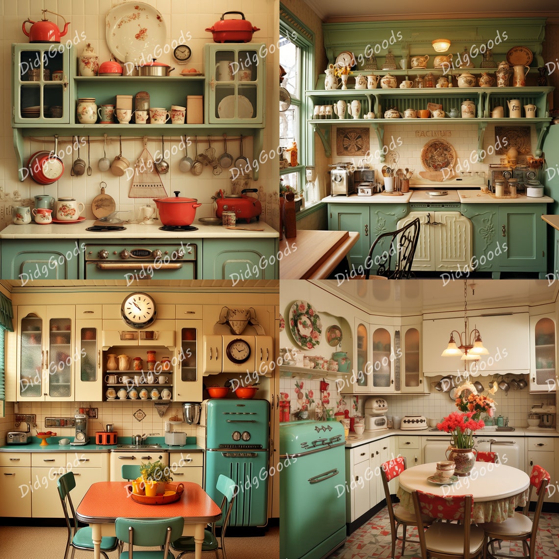 Vintage Kitchen Clipart Bundle 36 High Quality Pngs 3200x3200 Pix, 300 ...