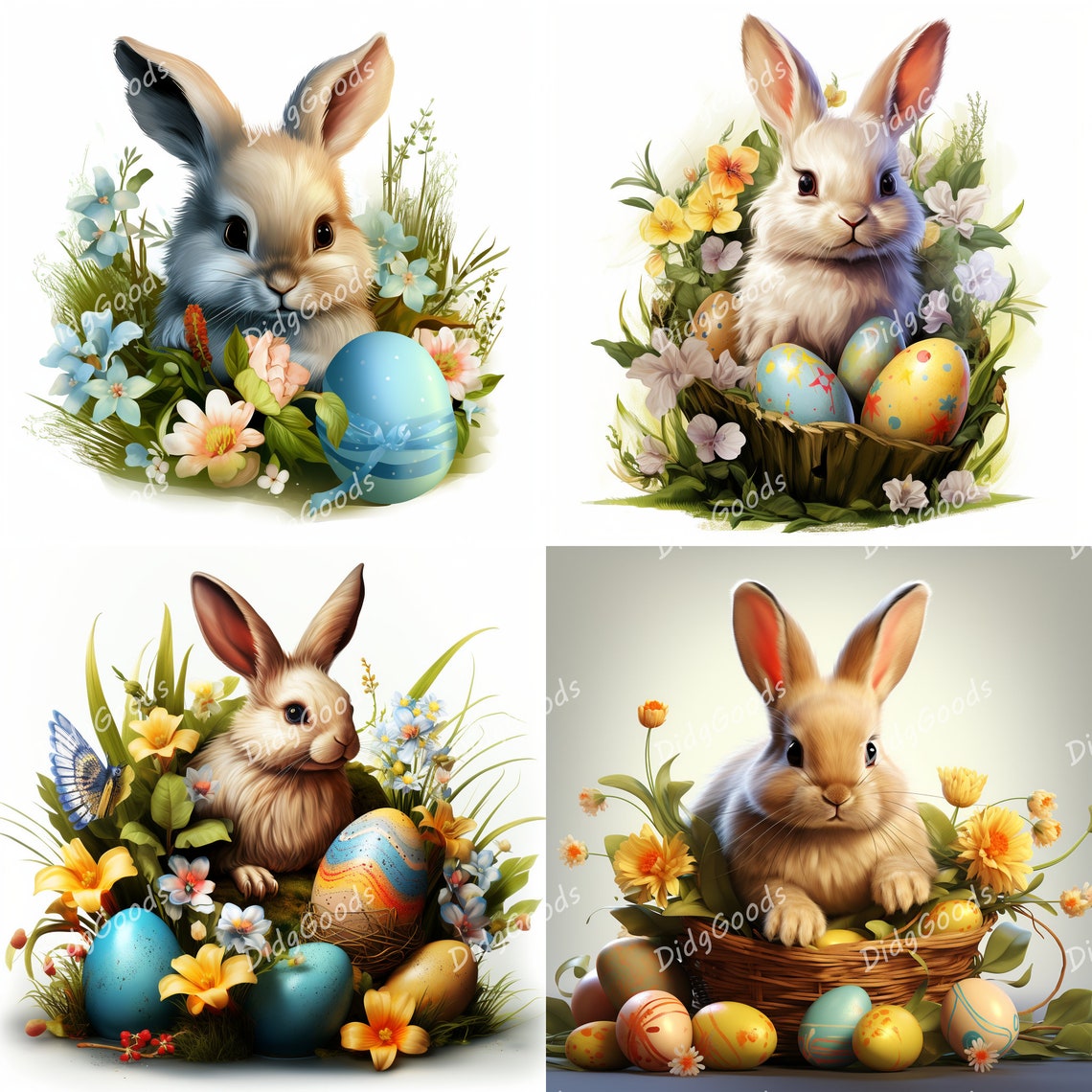 Easter Bunny Clipart Bundle 28 High Quality Pngs 3200x3200 Pix, 300 DPI ...