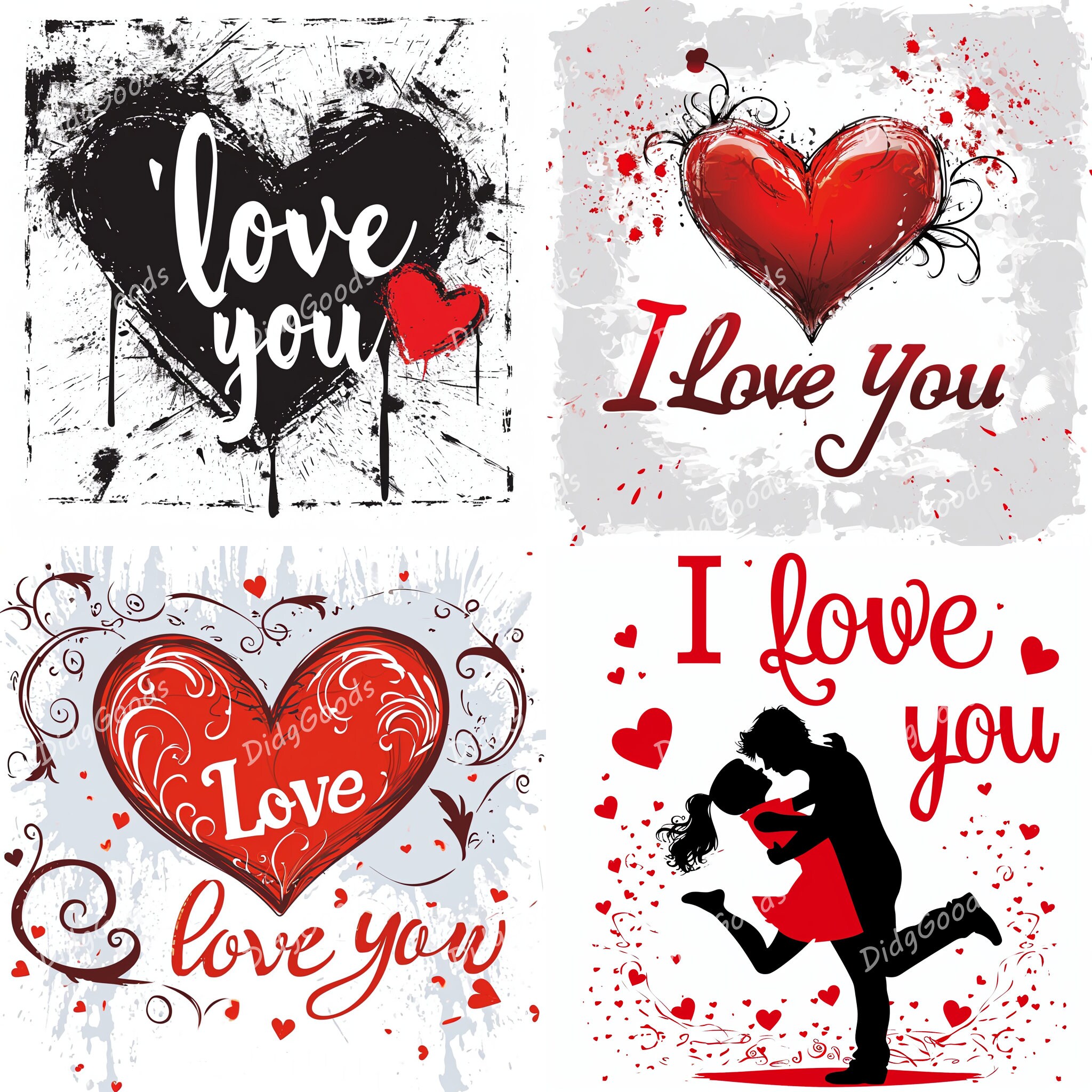 I Love You Couple Clipart Bundle, 28 High Quality PNG, Romantic Love ...