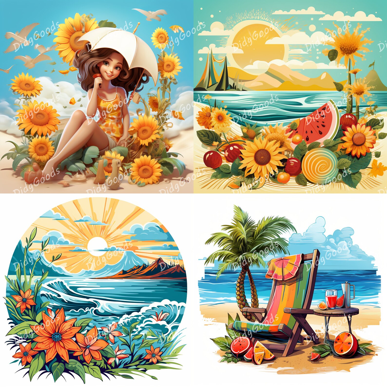 Summer Clipart Bundle 16 High Quality Jpgs, 4267x4267 Pix, 300 DPI ...