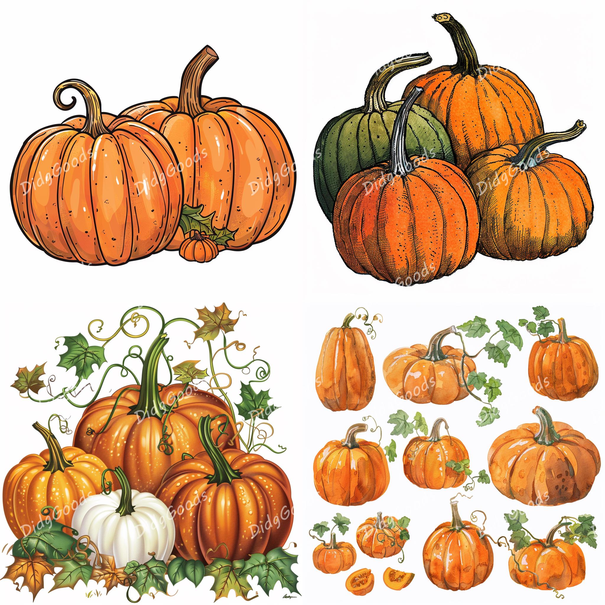 Pumpkin Clipart Bundle 28 High Quality Jpgs, 300 DPI, Digital Download ...