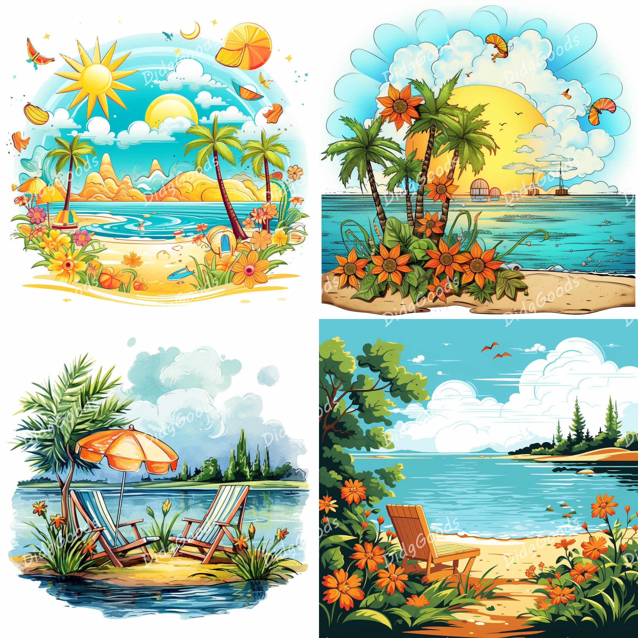 Summer Clipart Bundle 16 High Quality Jpgs, 4267x4267 Pix, 300 DPI ...