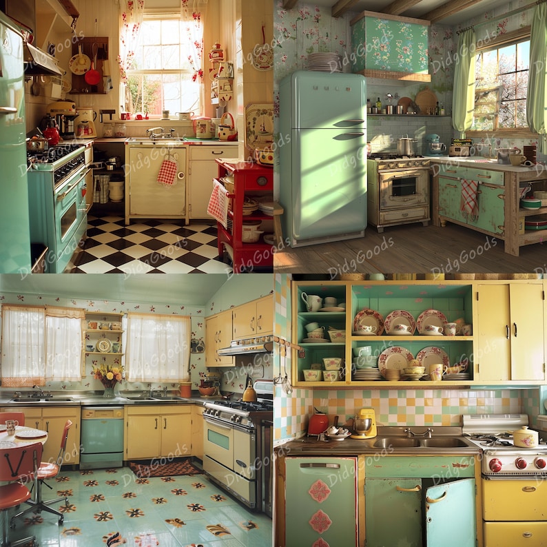 Vintage Kitchen Clipart Bundle 16 High Quality Jpgs 3200x3200 Pix, 300 ...