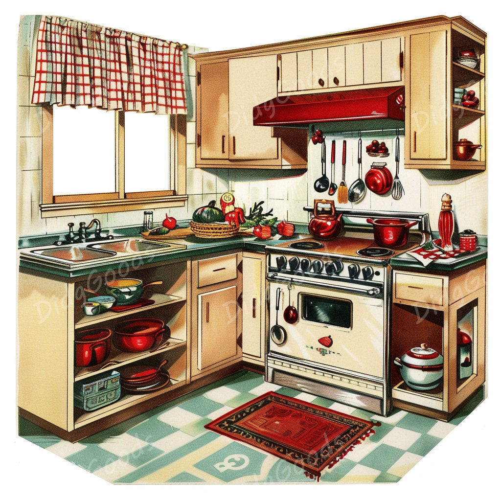 Vintage Kitchen Clipart Bundle 20 High Quality Jpgs 3000x3000 Pix, 300 ...