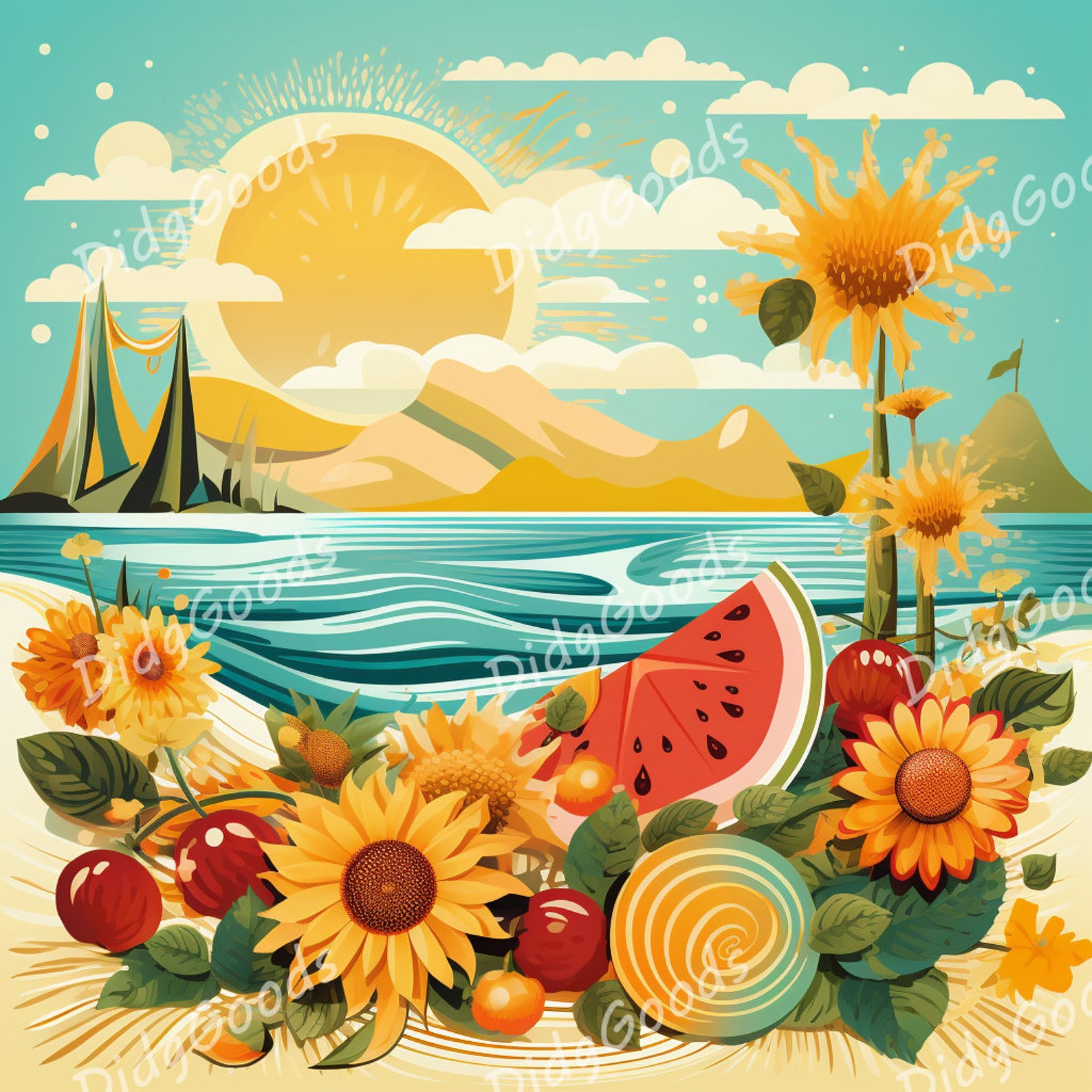 Summer Clipart Bundle 16 High Quality Jpgs, 4267x4267 Pix, 300 DPI ...