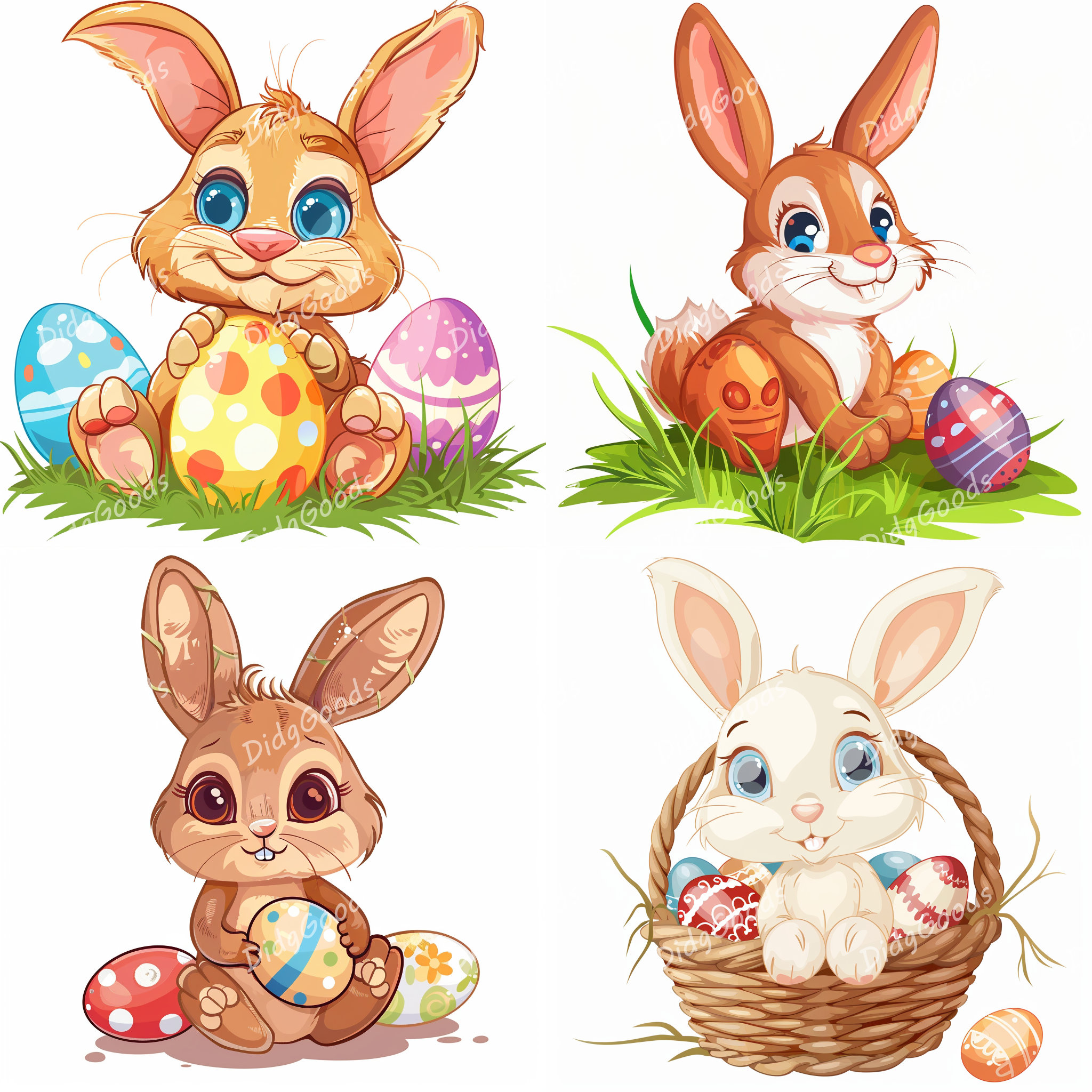 Easter Bunny Clipart Bundle, 44 High Quality Jpgs, Cute Rabbit Art, 300 ...