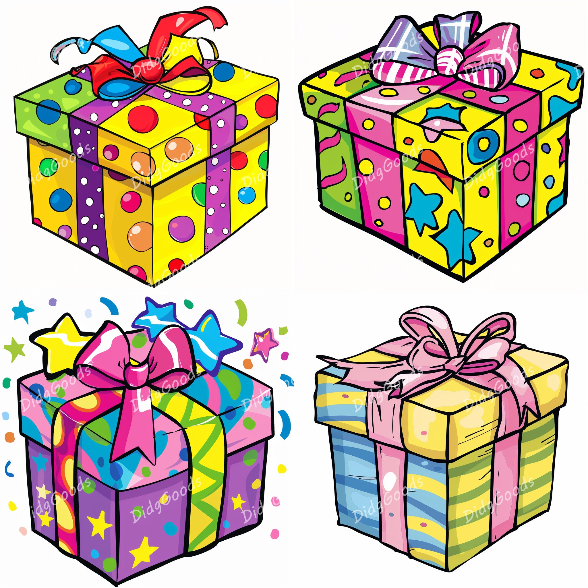 Presents Clip Art, Bright Gift Boxes Clip Art, Giftbox Clip Art ...