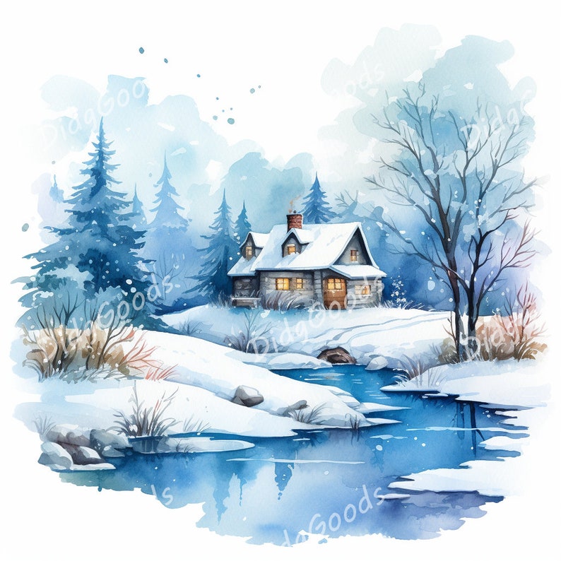 Watercolor Winter Clipart Bundle 20 High Quality Jpgs, Digital Download ...