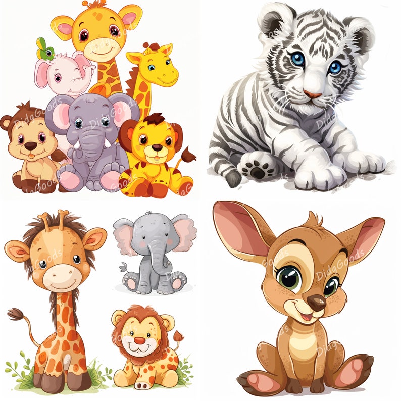 Baby Animals Clipart Bundle 37 High Quality Jpgs 3000x3000 Pix, 300 DPI ...