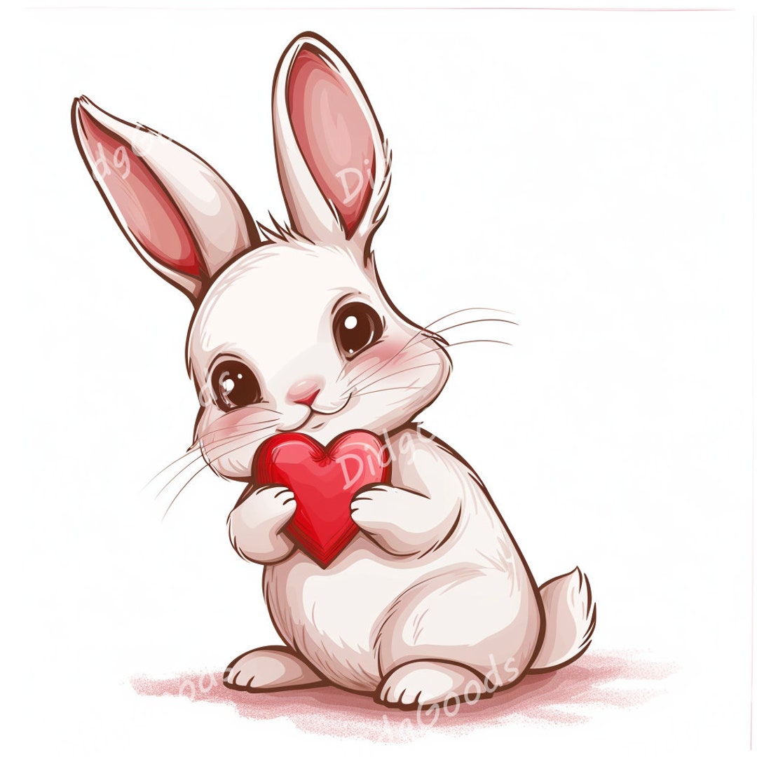 Bunny in Love Transparent Clipart Bundle For: Shirt, Pillow, Mug, Card ...