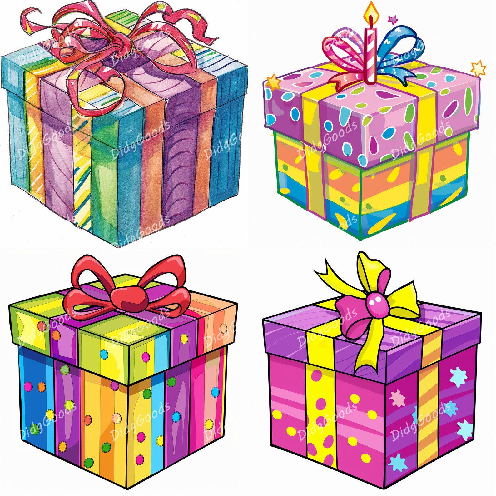 Presents Clip Art, Bright Gift Boxes Clip Art, Giftbox Clip Art ...
