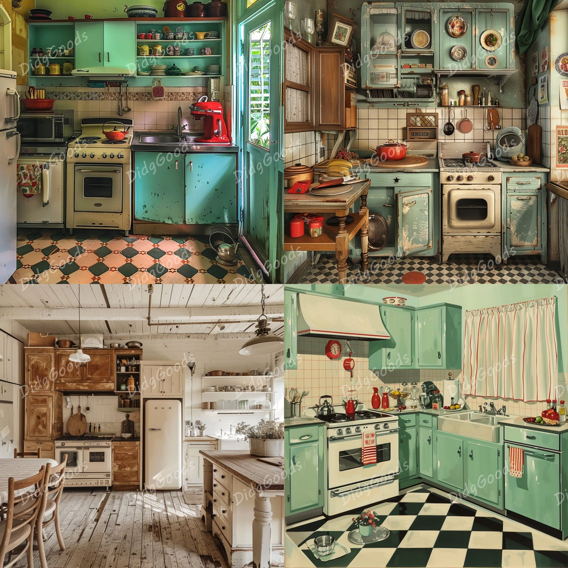 Vintage Kitchen Clipart Bundle 16 High Quality Jpgs 3200x3200 Pix, 300 ...