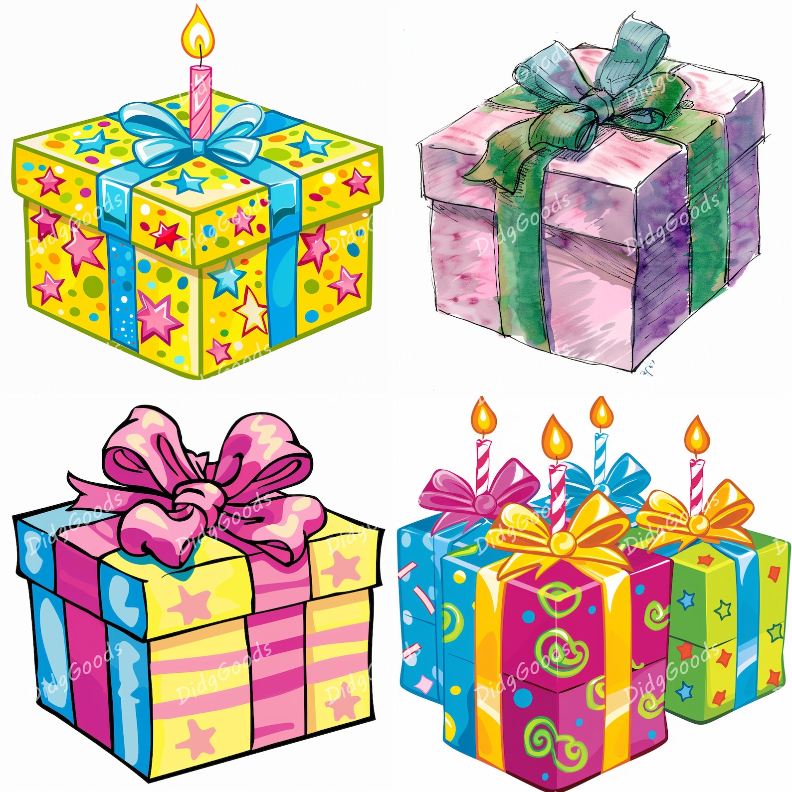 Presents Clip Art, Bright Gift Boxes Clip Art, Giftbox Clip Art ...