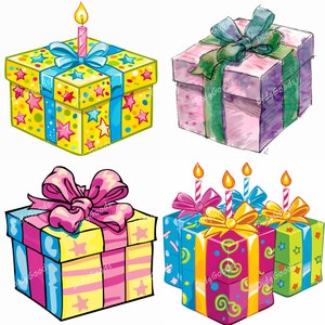 Presents Clip Art, Bright Gift Boxes Clip Art, Giftbox Clip Art ...