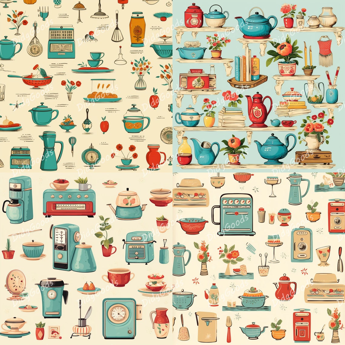Vintage Kitchen Clipart Bundle 36 High Quality Pngs 3200x3200 Pix, 300 ...