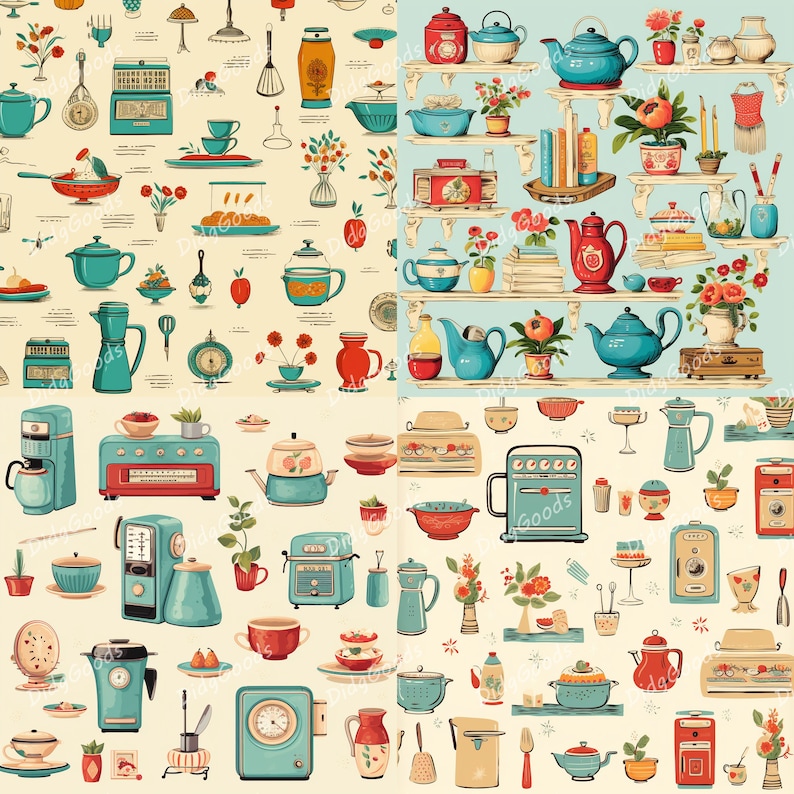 Vintage Kitchen Clipart Bundle 36 High Quality Pngs 3200x3200 Pix, 300 ...