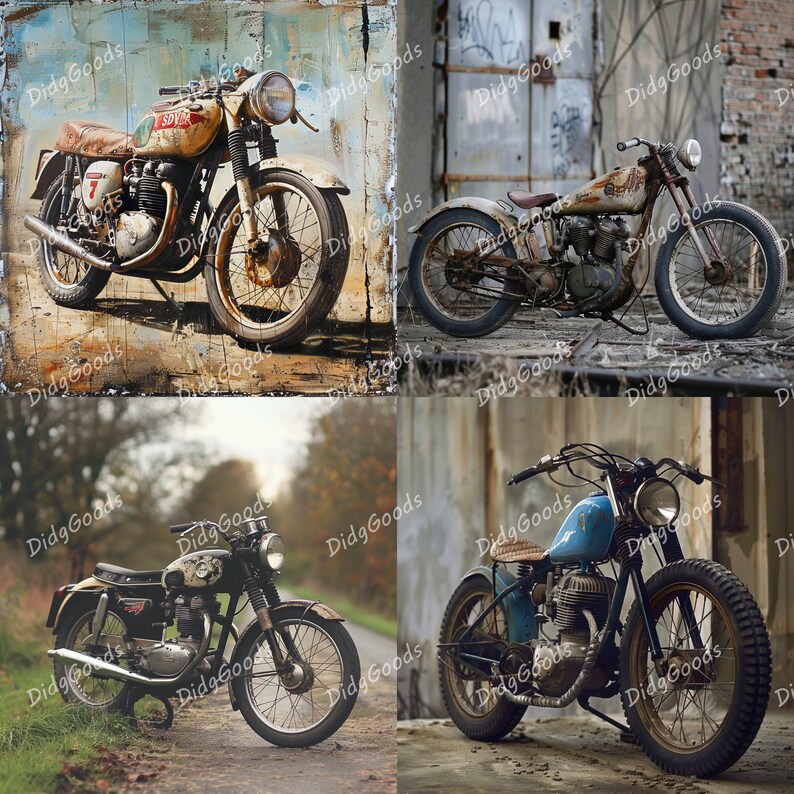 Vintage Motorbike Image Bundle 12 High Quality JPG 4000x4000 Pix, 300 ...