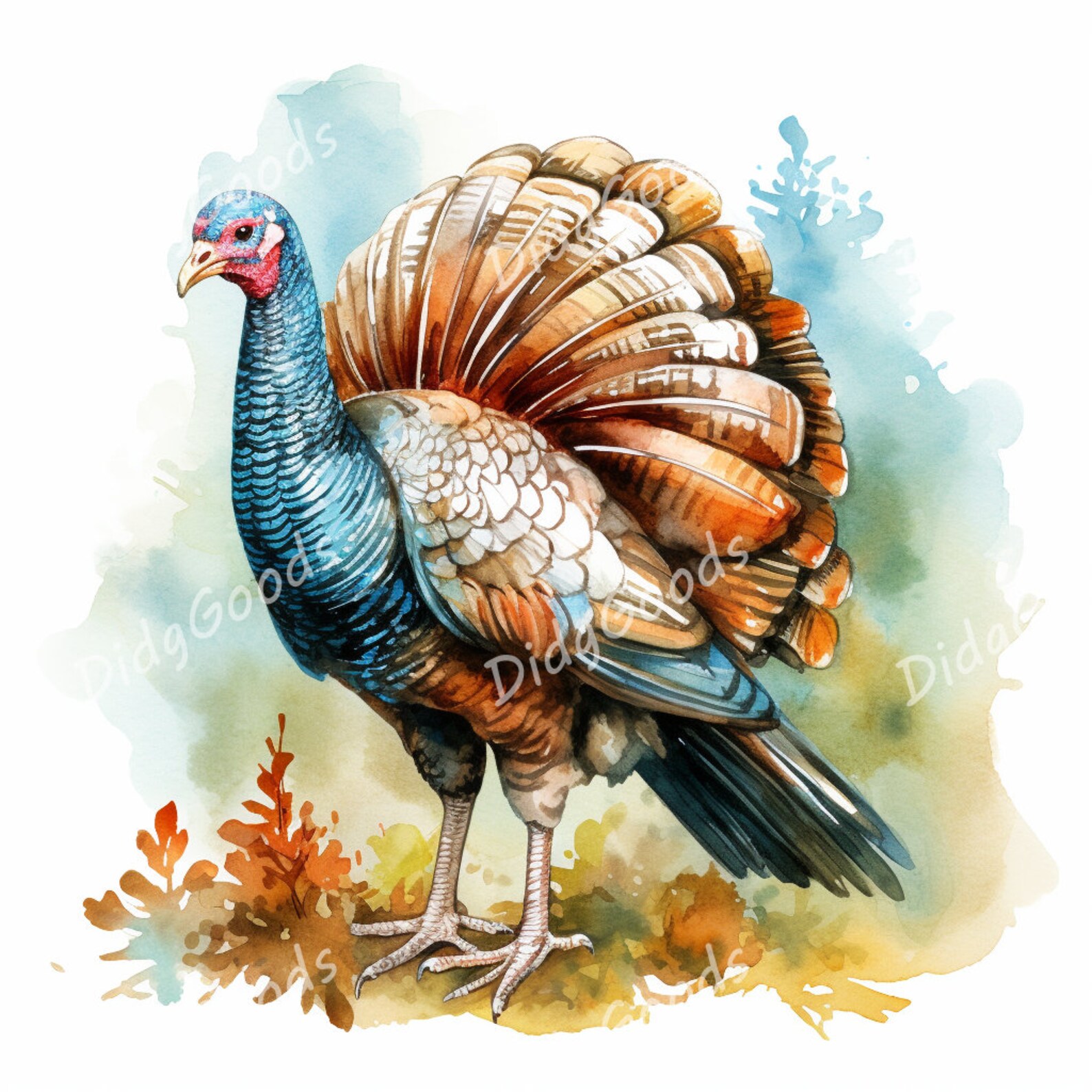 Festive Turkey Clipart Bundle, Thanksgiving Illustrations (digital ...