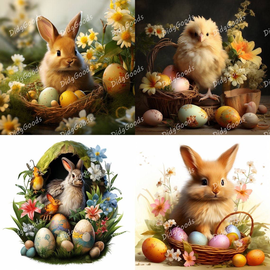Easter Bunny Clipart Bundle 28 High Quality Pngs 3200x3200 Pix, 300 DPI ...