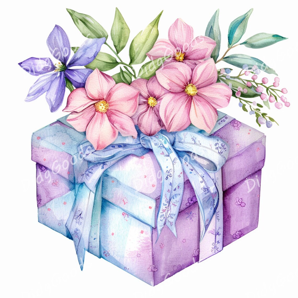 Watercolor Presents Clip Art, Bright Gift Boxes Clip Art, Giftbox Clip ...