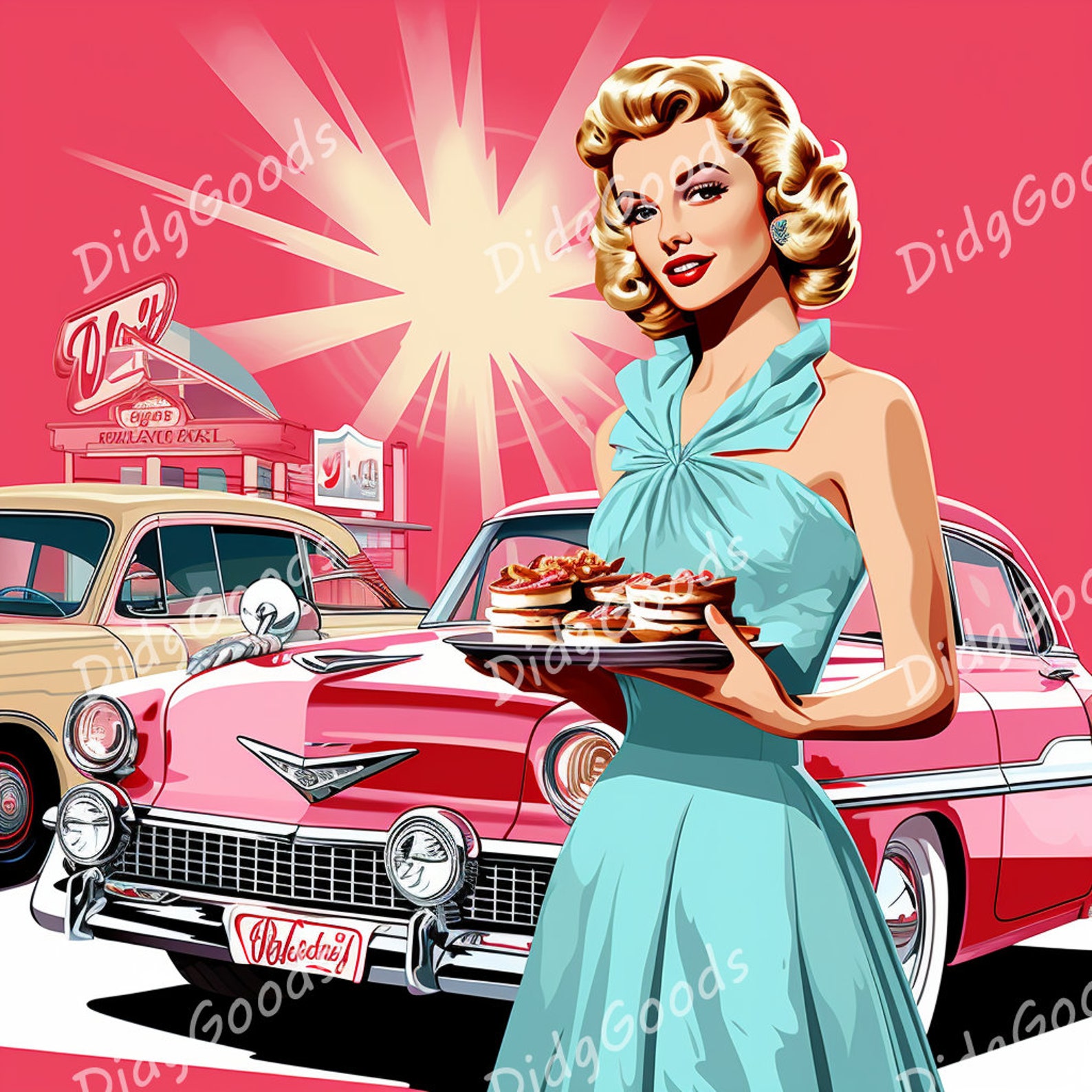 50s Girl Clipart Bundle, Retro Pin-up Illustration, Vintage Woman Art ...